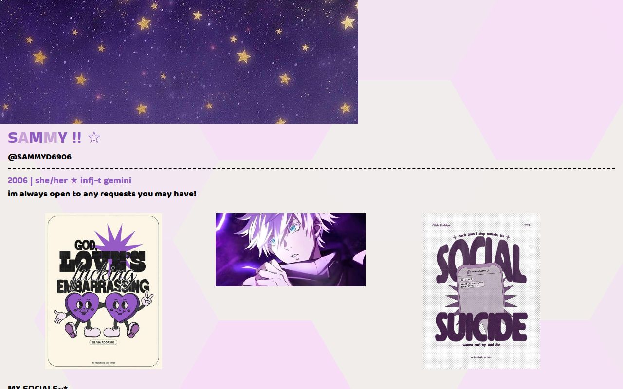 Pinterest Creator Info Page @sammyd6906